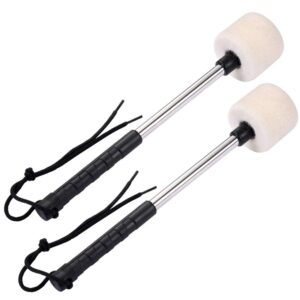 jiayouy a pair of bass drum mallets timpani mallet felt mallets sticks with stainless steel handle percussion marching band accessory length 320cm/12.6inch