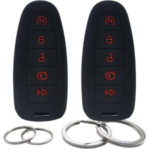 gfdesign 2 pcs silicone 5 buttons key fob cover remote case keyless protector compatible with ford c-max edge escape expedition explorer flex focus taurus lincoln mks mkt mkx navigator m3n5wy8609