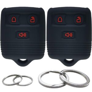 2pcs silicone 3 buttons key fob cover remote case keyless protector compatible with ford e150 e250 e350 f150 f250 f350 edge escape expedition explorer focus fusion lincoln mkx mkz mercury mazda