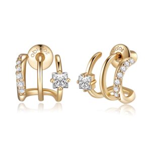 obidos 14k gold plated illusion stud earrings | gold hoop earrings for women