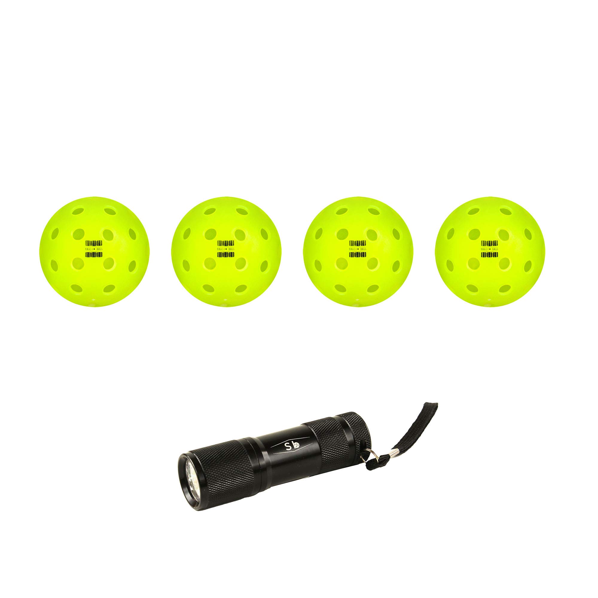 Shadow Ball Glow in The Dark Pickleballs, 4 Pack Pickleballs, Pickleball Outdoor Balls, USAPA Standard Pickle Balls, Charging Flashlight Included