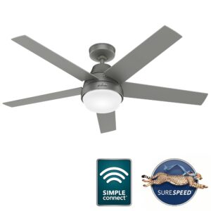 Hunter Fan Company 51315 Aerodyne Ceiling Fan, 52, Matte Silver