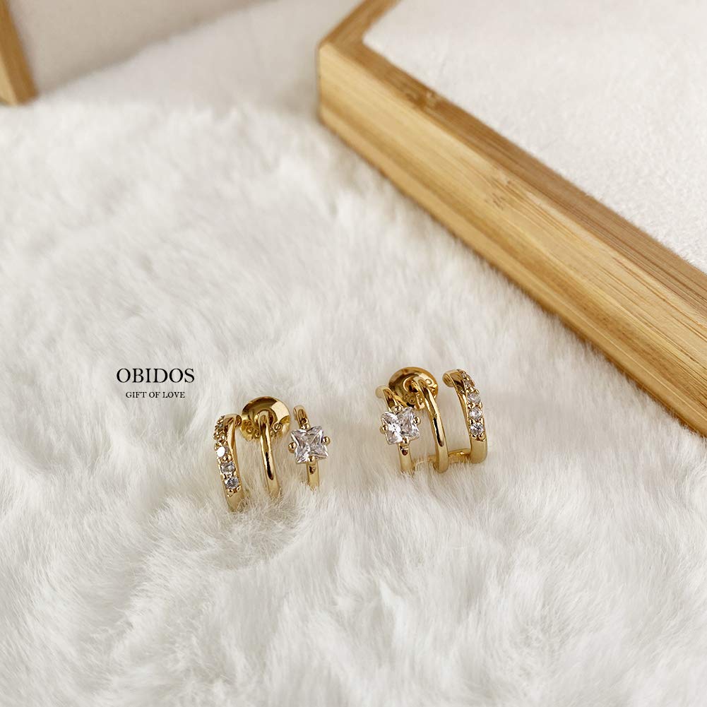 Obidos 14K Gold Plated Illusion Stud Earrings | Gold Hoop Earrings for Women