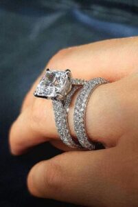 bicheng 2-piece zircon super bright ring 925 sterling silver crystal cz wedding ring engagement ring bridal set jewelry gift (8)