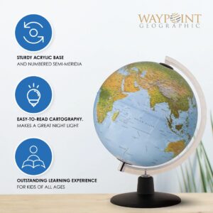 Waypoint Geographic Amazing Earth 2-in-1 Globe with Augmented Reality, 10” Illuminated World Globe, Smart Interactive Globe with Stand, Blue Ocean