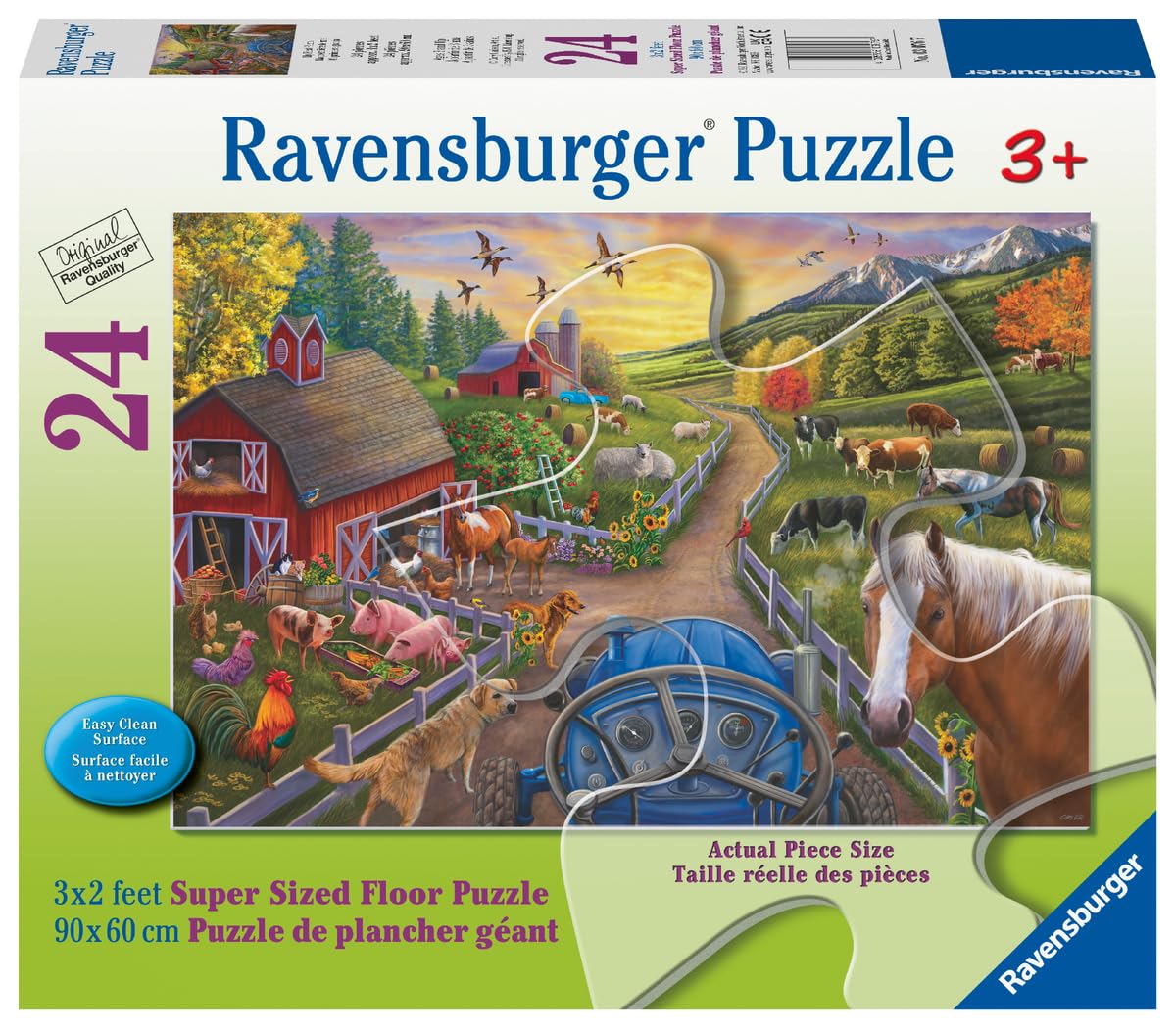 Ravensburger My First Farm 24 Piece Giant Floor Jigsaw Puzzle for Kids - 03076 - Every Piece is Unique, Pieces Fit Together Perfectly