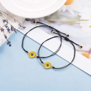 iDIMSON Sunflower Bracelet Pinky Promise Friendship Adjustable Bracelet Sunflower Best Gifts for Best Friends Couple Family (1PCS)