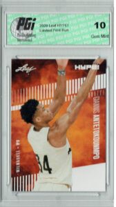 giannis antetokounmpo 2020 leaf hype! #48 only 5000 made bucks card pgi 10