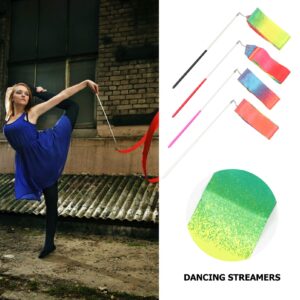 Garneck Dance Silk Ribbon Streamers Gymnastics Rhythmic Artistic Twirling Ribbons Rods for Kids Adults Dance Performance and Games 4pcs