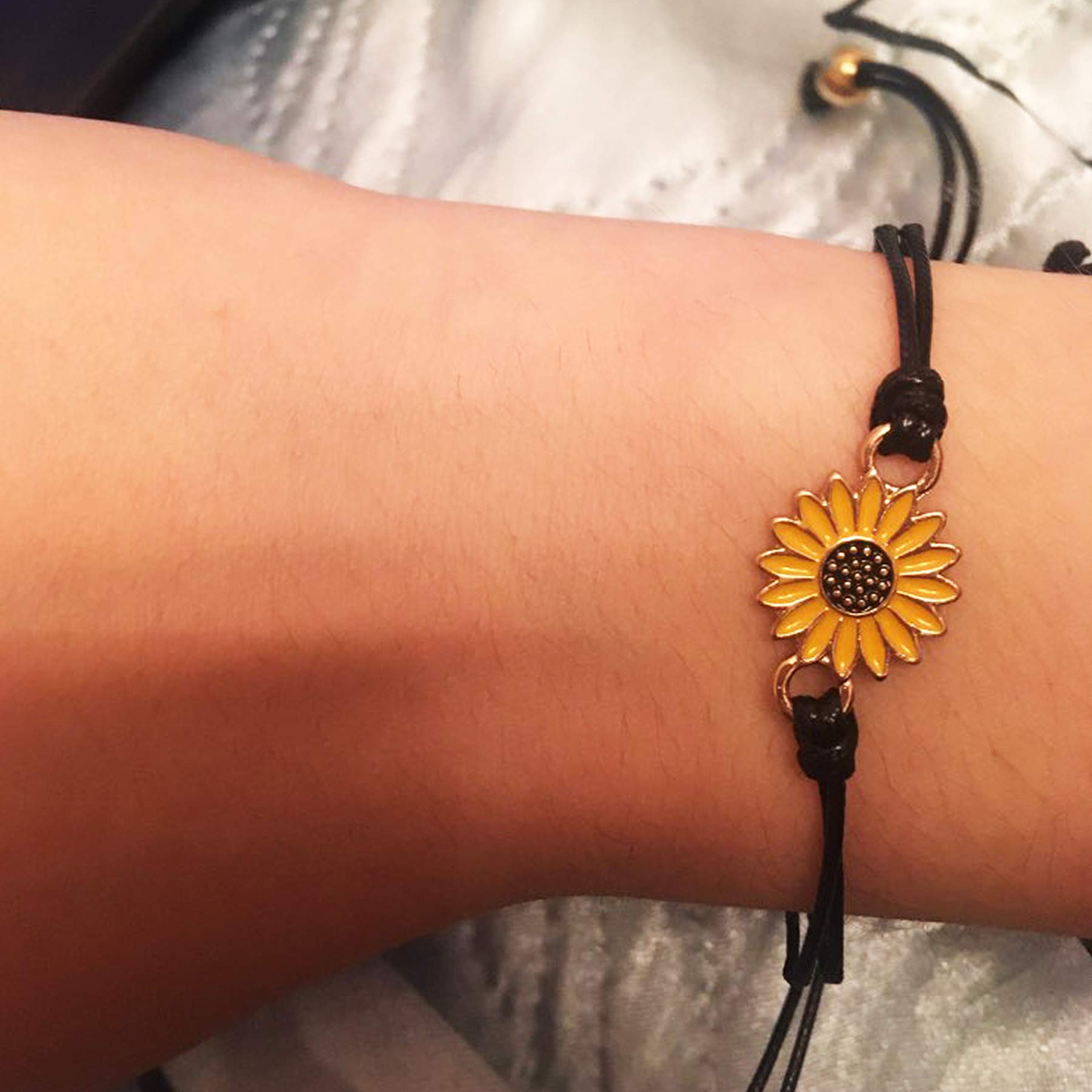 iDIMSON Sunflower Bracelet Pinky Promise Friendship Adjustable Bracelet Sunflower Best Gifts for Best Friends Couple Family (1PCS)