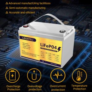 LISUATELI LiFePO4 Battery lithium batteries 12v100AH over 8000 Deep Cycles Iron Phosphate Battery Low Temp Protection Support in Series/Parallel for RV Camper Solar Golf Cart Marine Battery 100A BMS