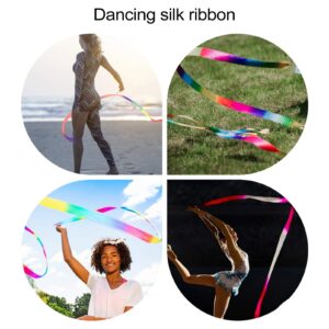 Garneck Dance Silk Ribbon Streamers Gymnastics Rhythmic Artistic Twirling Ribbons Rods for Kids Adults Dance Performance and Games 4pcs