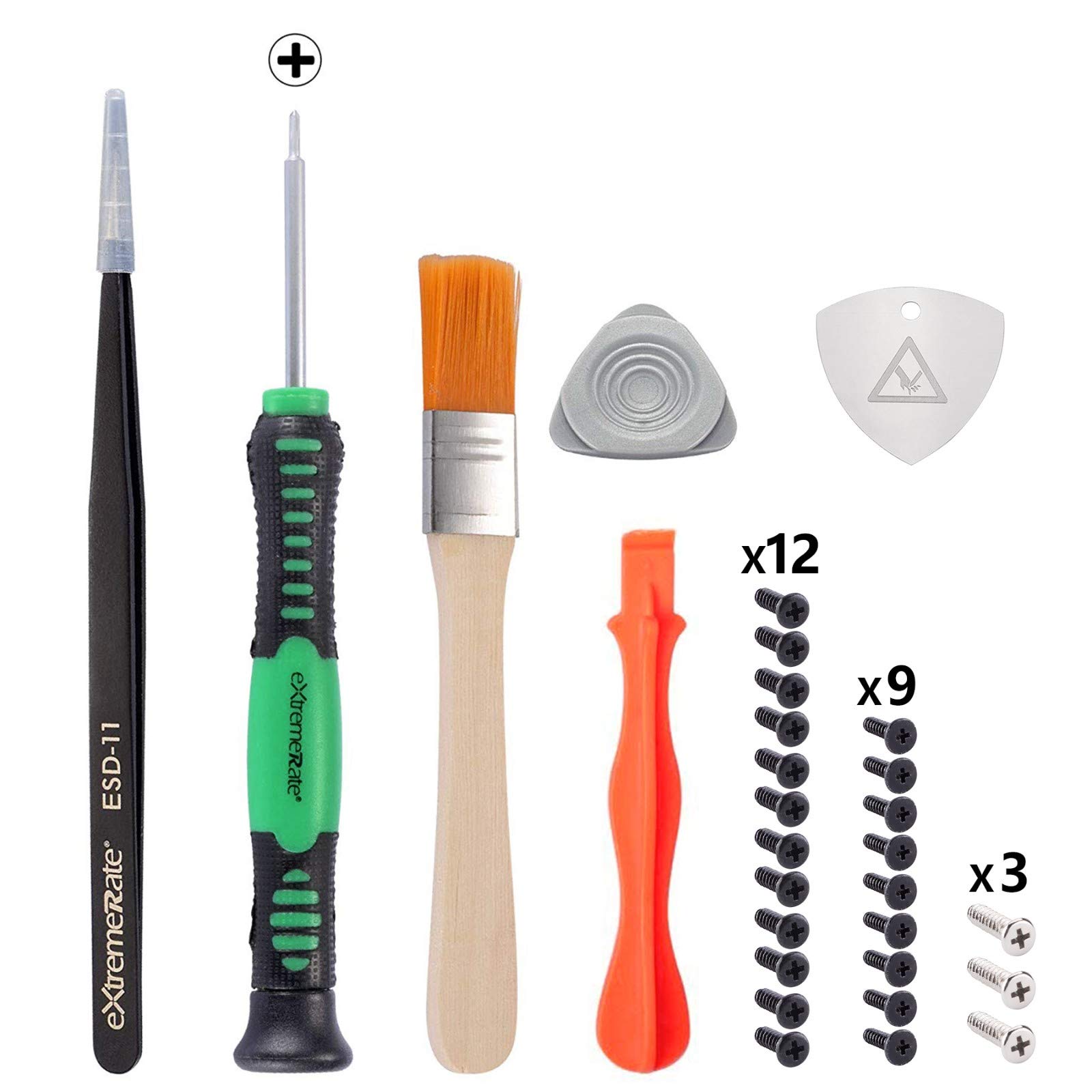 eXtremeRate Cross Screwdriver Set Opening Tools Repair Kits for PS5 Controller with Spare Screws Tweezers Prying Tool and Cleaning Brush