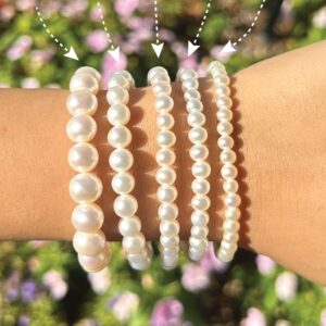 Freshwater Cultured Pearls 8inch Classic Stretch Strand Pearls Bracelet Jewelry for Women and Girls (Choice of Size and Colors) (white, 8.0-8.5mm)