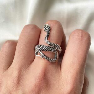 choice of all Snake Ring for Women Animal Punk Vintage Rings Adjustable Silver Snake Rings (Silver Snake Ring)