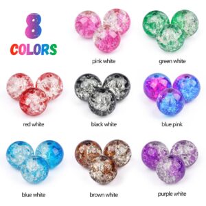 Suhome 1920pcs 8 Color Crackle Lampwork Glass Beads 4mm 6mm 8mm Handcrafted Round Spacer Loose Beads for Jewelry Making