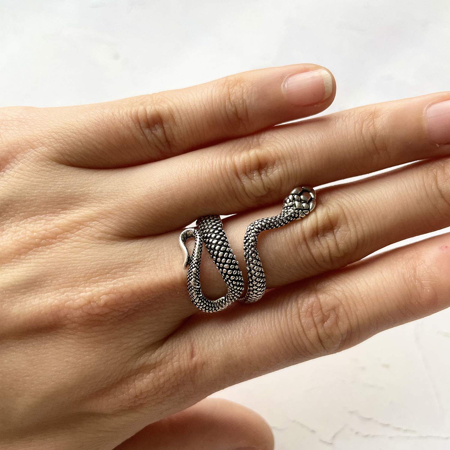 choice of all Snake Ring for Women Animal Punk Vintage Rings Adjustable Silver Snake Rings (Silver Snake Ring)