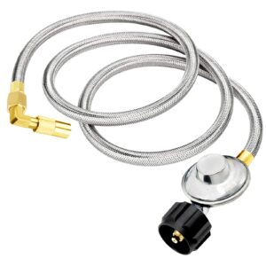 moflame 6ft stainless braided propane hose and blackstone grill regulator adapter for blackstone 17inch and 22inch table top griddle connect to 5-20lb propane tank