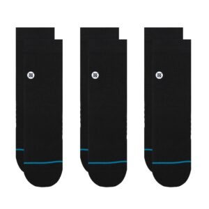 stance icon quarter socks [3 pack] (medium, black)