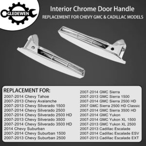 Interior Door Handle Set, Compatible with 2007-2014 Chevy Silverado Tahoe Avalanche Cadillac Escalade GMC Yukon, Chrome Front Inside Left Driver & Right Passenger Side | Replaces# 81195, 15935954