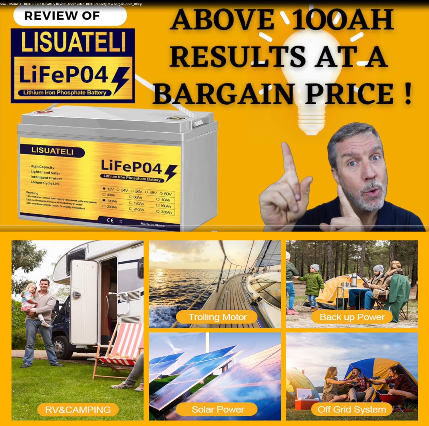 LISUATELI LiFePO4 Battery lithium batteries 12v100AH over 8000 Deep Cycles Iron Phosphate Battery Low Temp Protection Support in Series/Parallel for RV Camper Solar Golf Cart Marine Battery 100A BMS