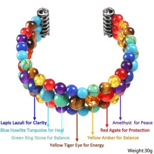 7 Chakra Healing Bracelet Handmade Natural Stone Yoga Beads Beaded Band Compatible with Fitbit Versa/Fitbit Versa 2 / Fitbit Versa Lite