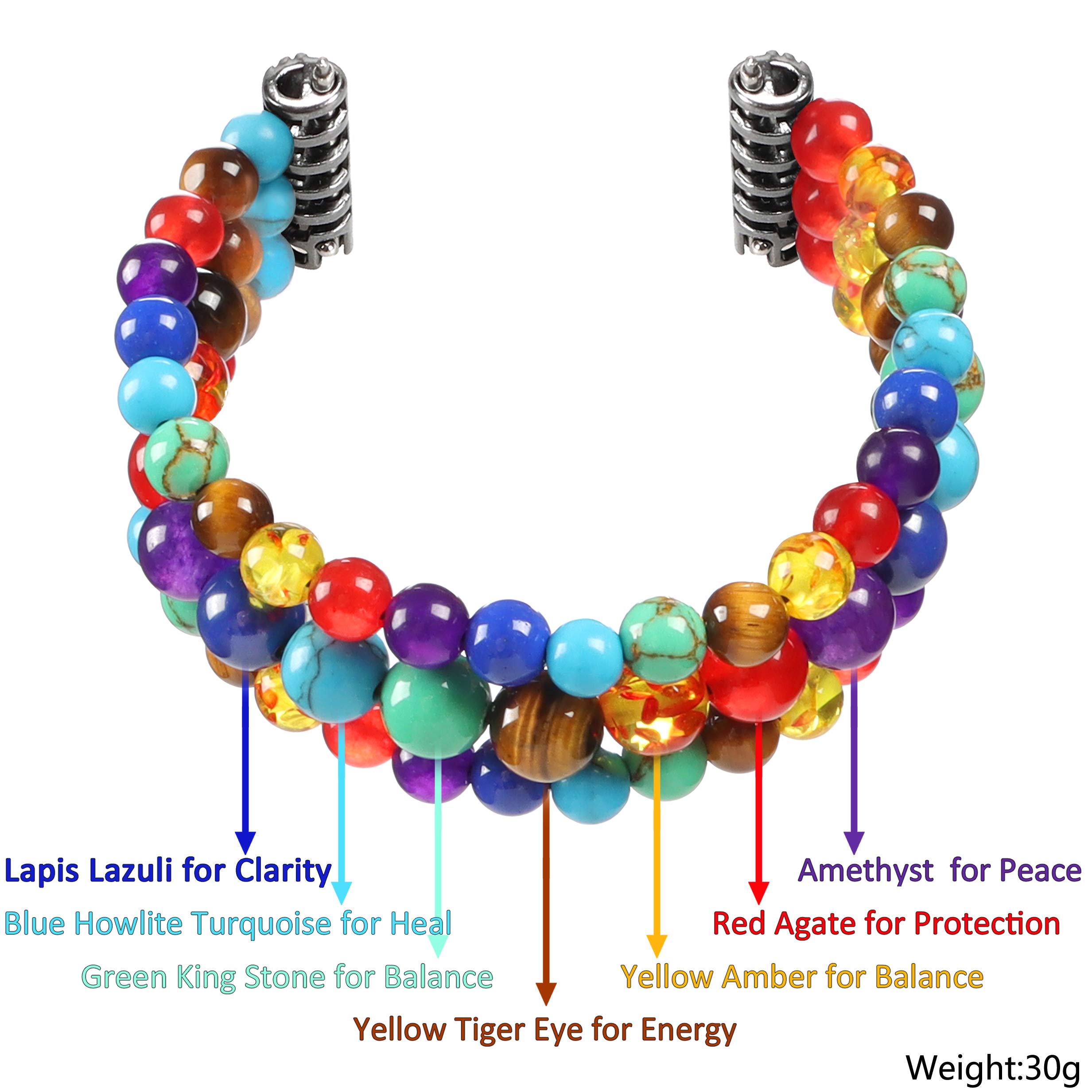 7 Chakra Healing Bracelet Handmade Natural Stone Yoga Beads Beaded Band Compatible with Fitbit Versa/Fitbit Versa 2 / Fitbit Versa Lite