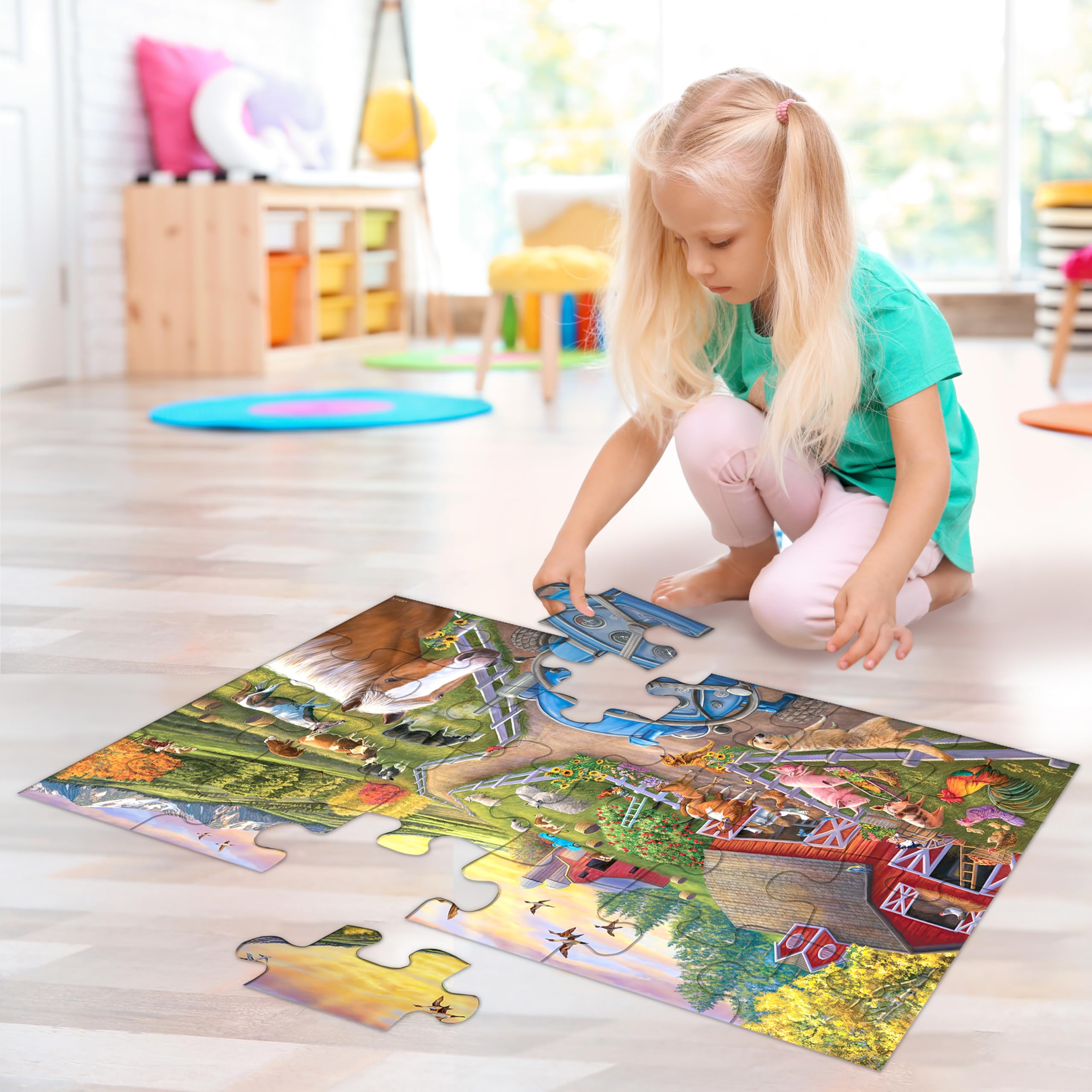 Ravensburger My First Farm 24 Piece Giant Floor Jigsaw Puzzle for Kids - 03076 - Every Piece is Unique, Pieces Fit Together Perfectly