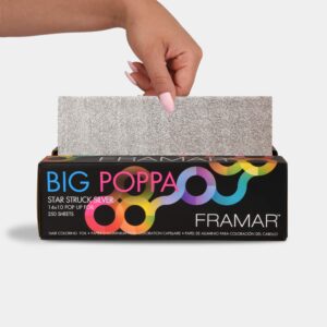 Framar Big Poppa Star Struck Silver Pop Up Hair Foil, Aluminum Foil Sheets, Hair Foils For Highlighting - 250 Foil Sheets – 10x14 inches