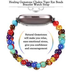 7 Chakra Healing Bracelet Handmade Natural Stone Yoga Beads Beaded Band Compatible with Fitbit Versa/Fitbit Versa 2 / Fitbit Versa Lite