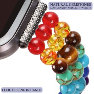 7 Chakra Healing Bracelet Handmade Natural Stone Yoga Beads Beaded Band Compatible with Fitbit Versa/Fitbit Versa 2 / Fitbit Versa Lite