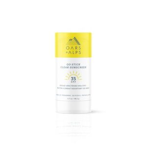 oars + alps go stick clear spf 35 face sunscreen, skin care infused with vitamin e and antioxidants, water and sweat resistant, tsa friendly, 1.7 oz, 1 pack