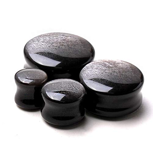 Natural Silver Obsidian Stone Saddle WildKlass Plug (0GA)