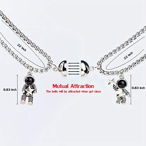 Innocence 925 Silver Plated Mutual Attraction Couples Matching Necklaces For Men Women Spaceman Pendants 2 PCS Promise Astronaut Birthday Valentine's Day Gift Jewelry For Him Her