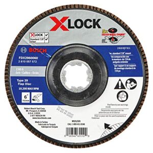 bosch fdx2960080 1-piece 6 in. x-lock flap disc 80 grit compatible with 7/8 in. arbor type 29 for applications in metal blending and grinding