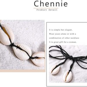 Chennie Boho Cowrie Shell Choker Necklaces Black Puka Nature Cowrie Seashell Necklace Ankle Bracelets Adjustable Jewelry Beach Foot Chain for Women (B Black)