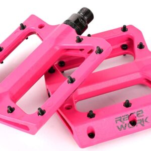 catazer Mountain Bike Pedals MTB Pedals BMX Pedals Nylon Fiber Non-Slip Bicycle Pedals Clycling Pedals (Pink)