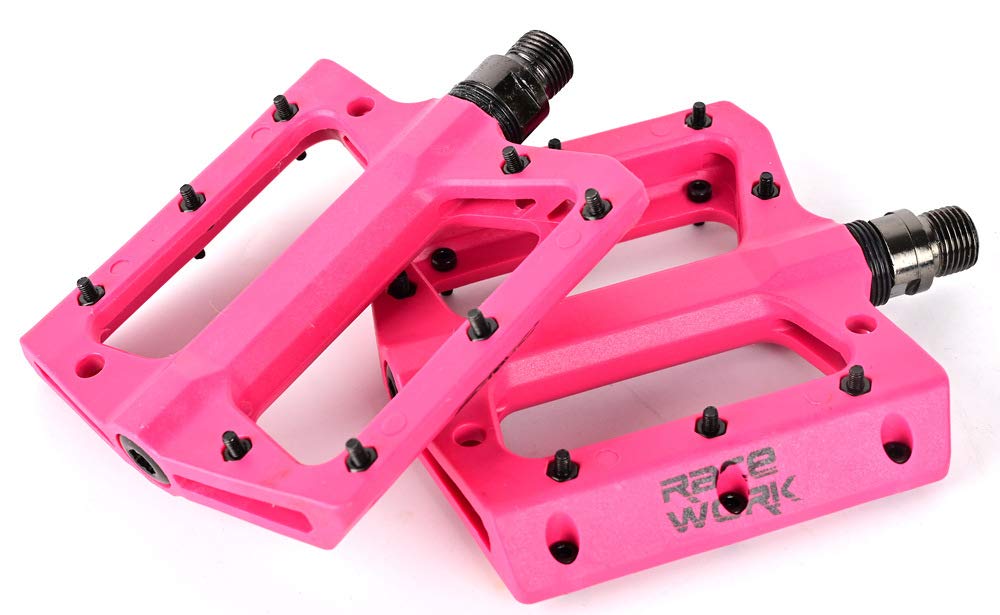 catazer Mountain Bike Pedals MTB Pedals BMX Pedals Nylon Fiber Non-Slip Bicycle Pedals Clycling Pedals (Pink)