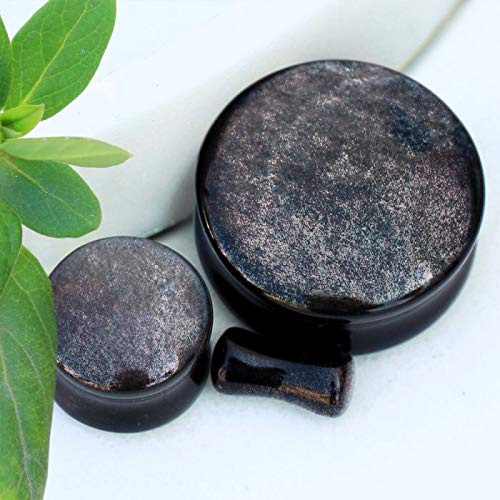 Natural Silver Obsidian Stone Saddle WildKlass Plug (0GA)