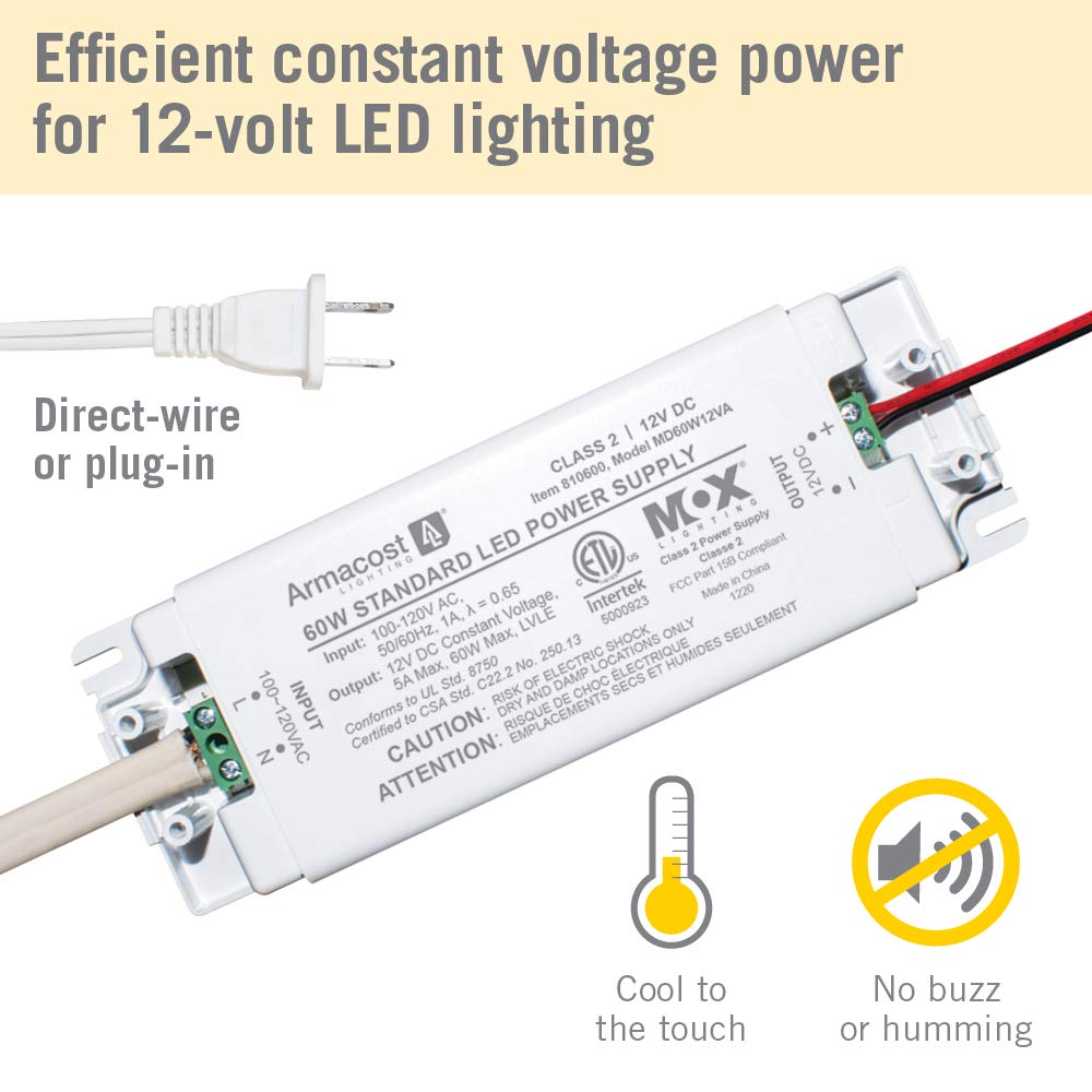 Armacost Lighting 810600 12 Volt LED Power Supply, 60 Watt, White