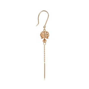 chow sang sang 18k rose gold single dangle earring for women 92348e (sold single not pair)