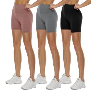 3 pack high waisted biker shorts for women – 3"/ 5"/ 8" black workout yoga compression novelty shorts for running