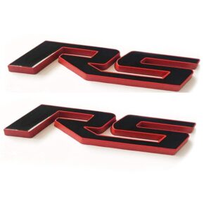 2pack huapx® red black rs emblem badge,3d oem metal emblem decals compatible for chevrolet camaro gm series chevy racing sport (red black)