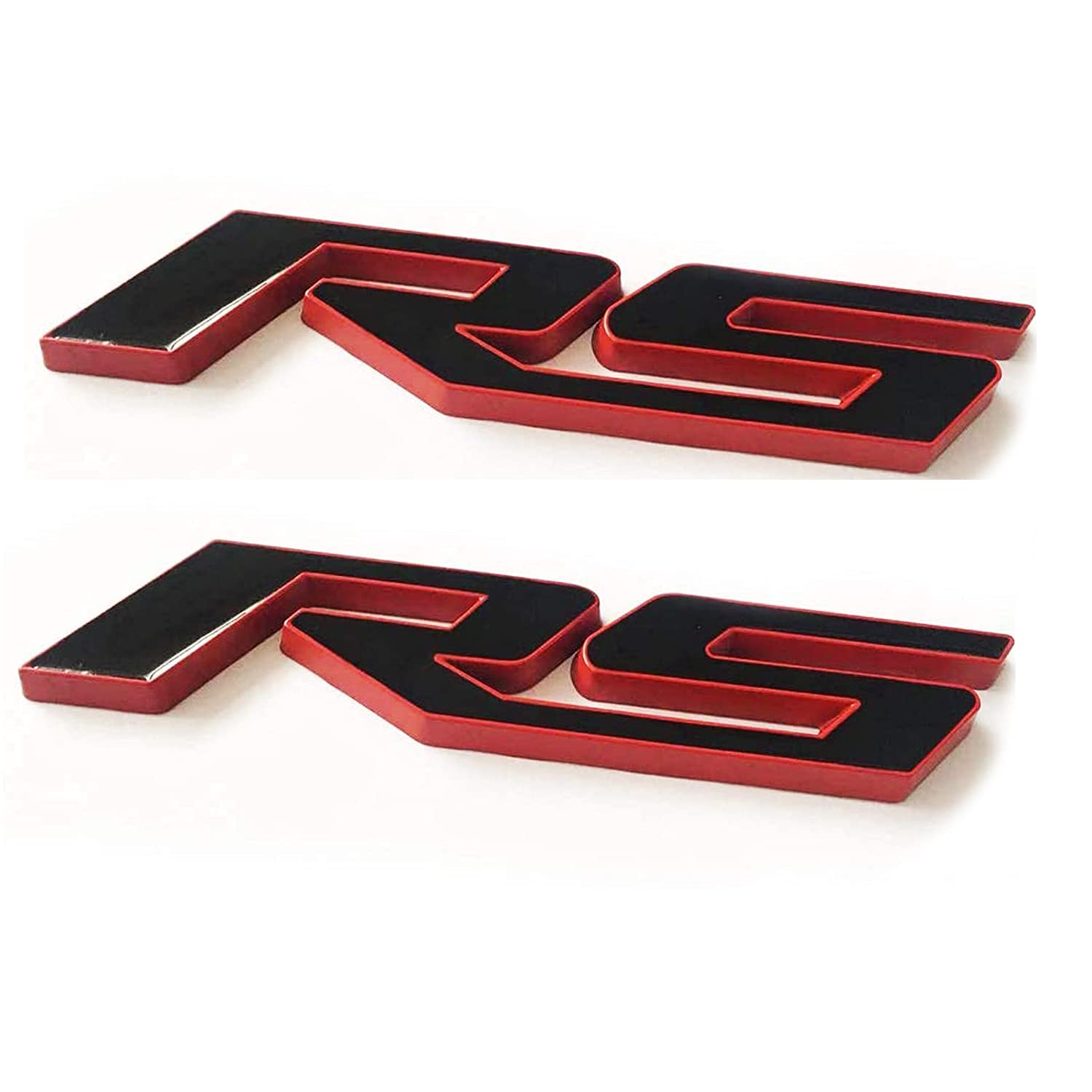 2Pack HUAPX® RED Black RS Emblem Badge,3D OEM Metal Emblem Decals Compatible for Chevrolet Camaro GM Series Chevy Racing Sport (RED Black)