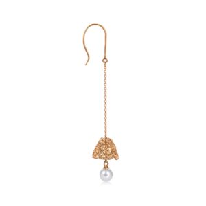 chow sang sang 18k rose gold freshwater pearl single dangle earring for women 92347e (sold single not pair)