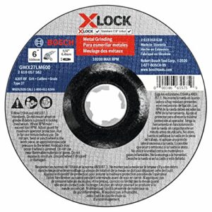 bosch gwx27lm600 6 in. x 1/4 in. x-lock metal grinding abrasive wheel 30 grit compatible with 7/8 in. arbor type 27 for applications in metal grinding