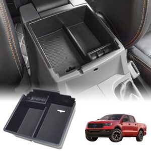 vesul compatible with ford ranger 2019 2020 2021 2022 2023 accessories center console organizer storage tray armrest secondary box abs tray insert interior organizer glove pallet