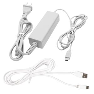 charger kits for wii u gamepad, ac power adapter charger and usb charging cord for nintendo wii u gamepad remote controller