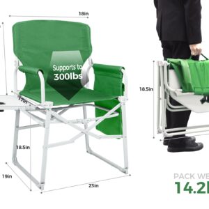 Ubon Heavy Duty Director's Chair Portable Camping Chair with Side Table Green