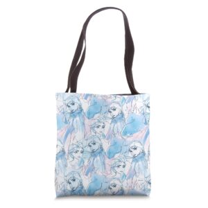 disney frozen 2 anna and elsa watercolor tote bag